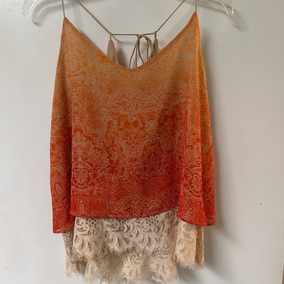 Cato | Tops | Cato Women Large Tie Back Strap Top Lace Hem Eyelash ...